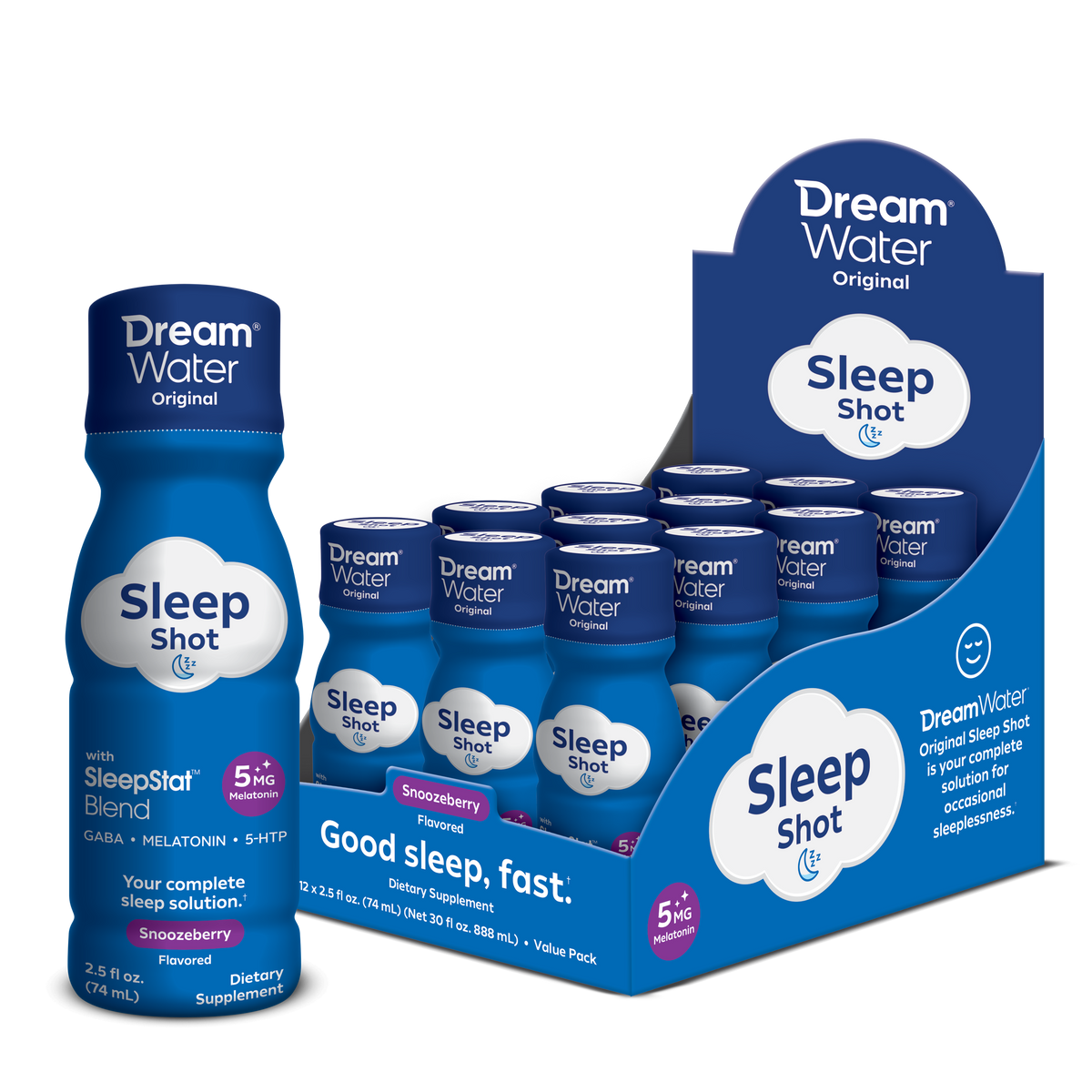 Dream Water Sleep Aid Shot - Snoozeberry Flavor - 12 pack – Dream Water USA