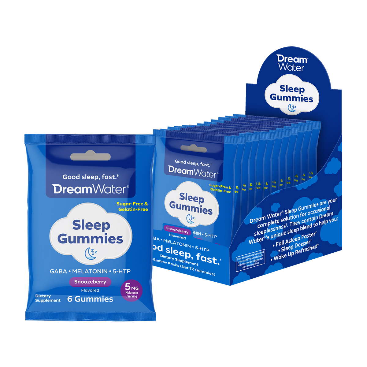 Dream Water Sleep Gummies with Pectin, Travel & Trial 6-count pouches ...