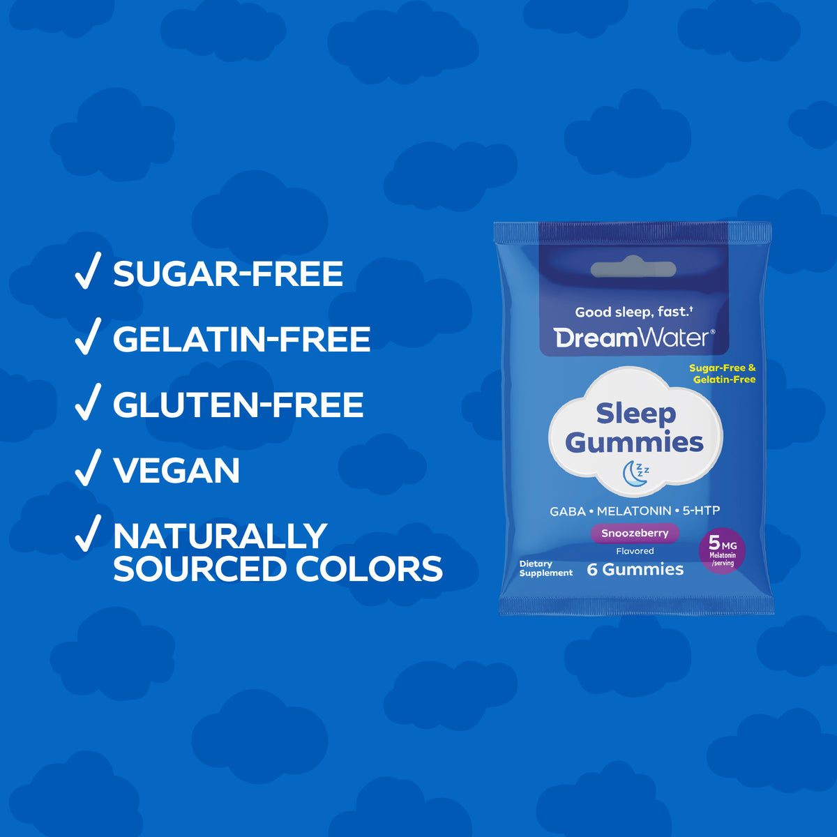Dream Water Sleep Gummies with Pectin, Travel & Trial 6-count pouches ...