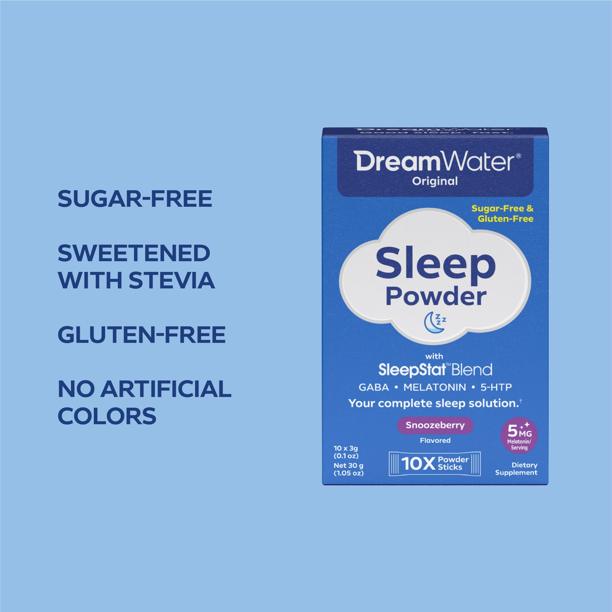 Dream Water Snoozeberry Sleep Powder, Sugar-Free, 10 pack – Dream Water USA