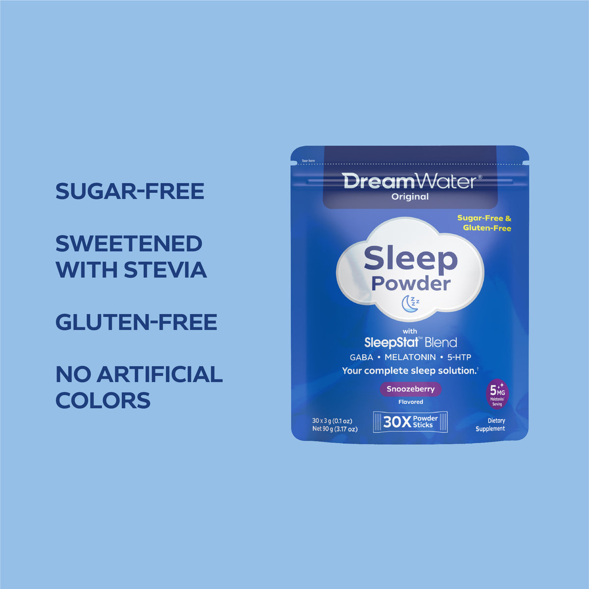 Dream Water Snoozeberry Sleep Powder, Sugar-Free, 60 pack (2x30ct Pack ...