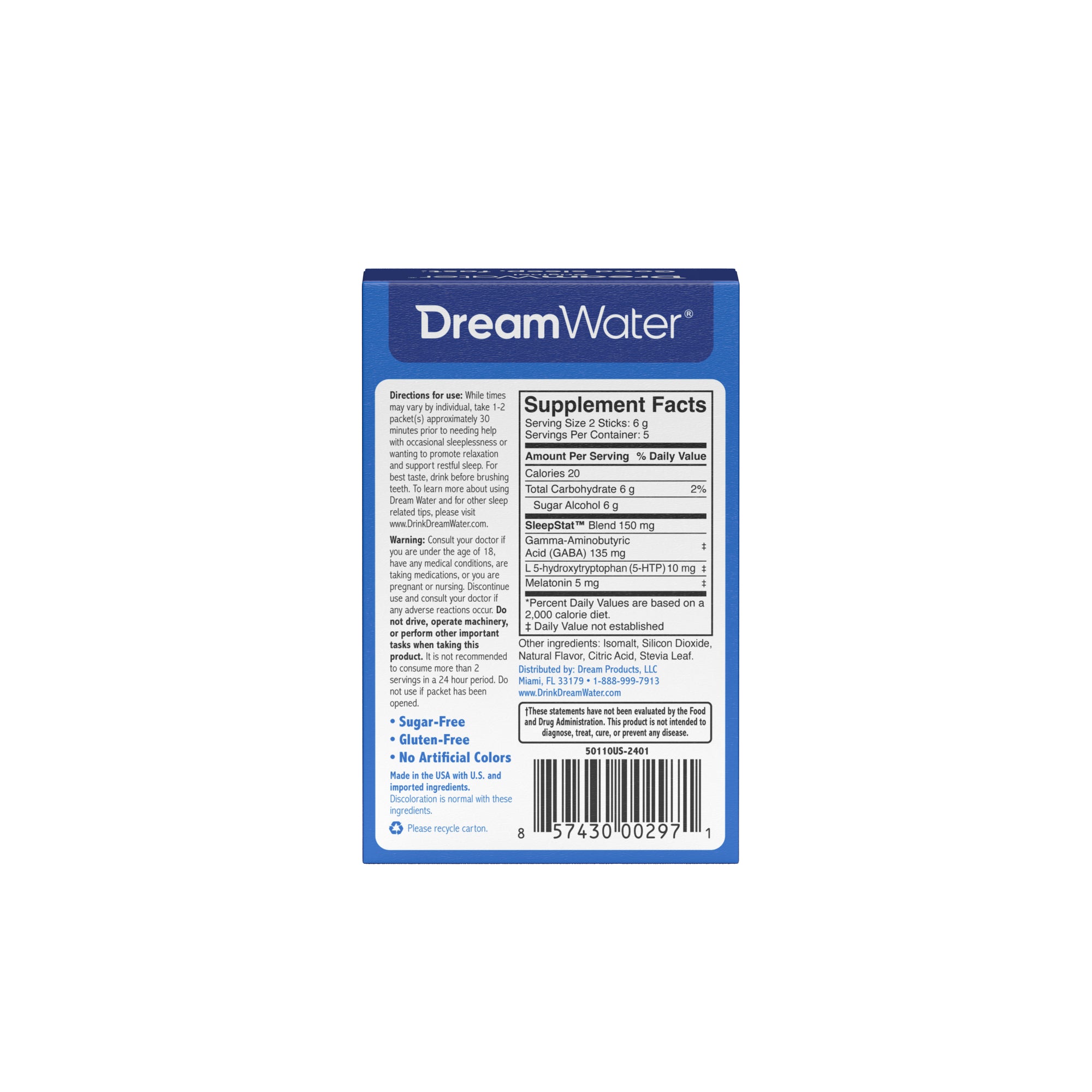 Dream Water Snoozeberry Sleep Powder, Sugar-Free, 10 pack – Dream Water USA