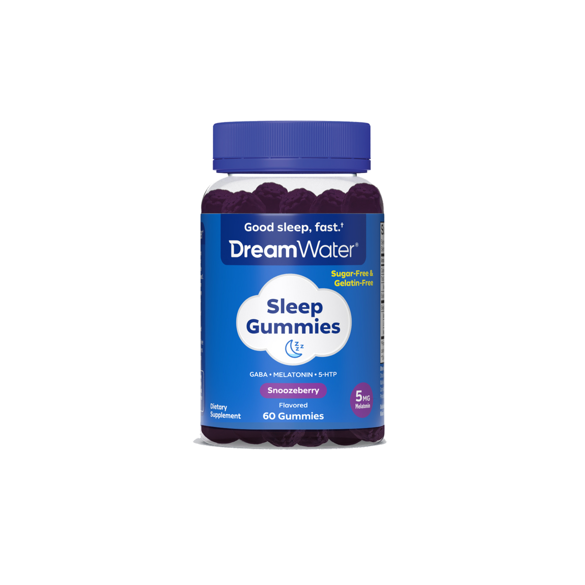 Dream Water Snoozeberry Sleep Gummies with Pectin - Sugar Free - 60ct ...